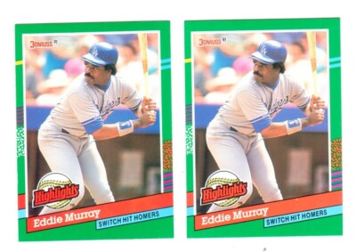 1991 Donruss Eddie Murray #BC-18 Correct and No Dot Error Variation ...