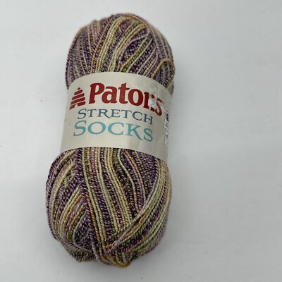 Patons Stretch Socks Yarn 31306 Plum DyeLot 302668 Cotton Wool Nylon ...