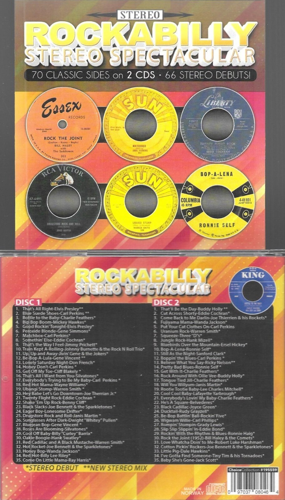 ROCKABILLY STEREO SPECTACULAR!-BEST 70 SIDES ON 2 CDS-100% STEREO ...