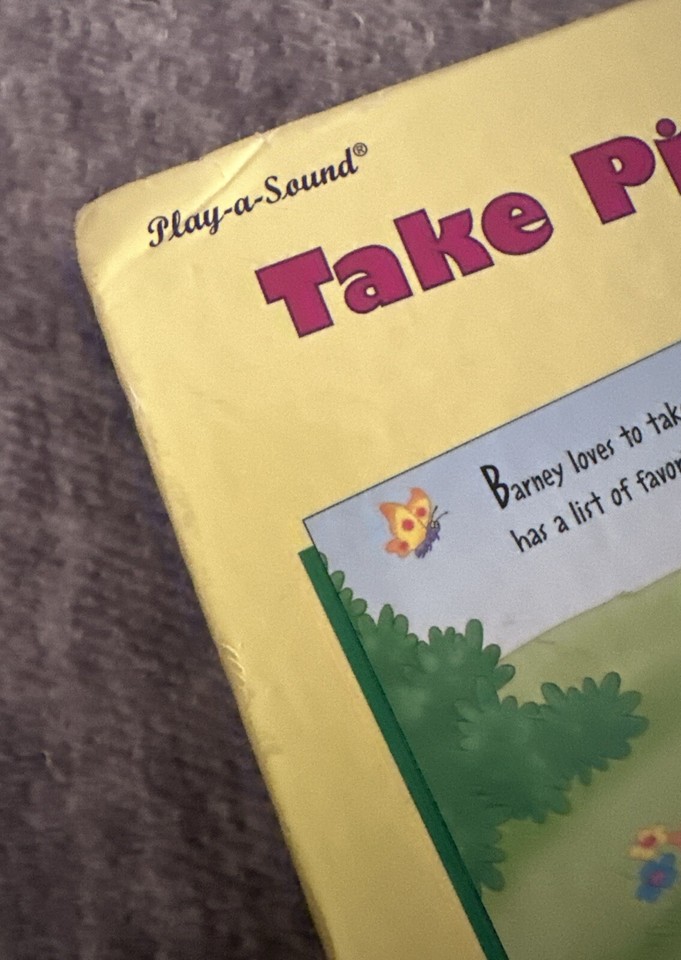 Vtg Barney Picture Day Camera Interactive Book Talking Dinosaur Friends ...
