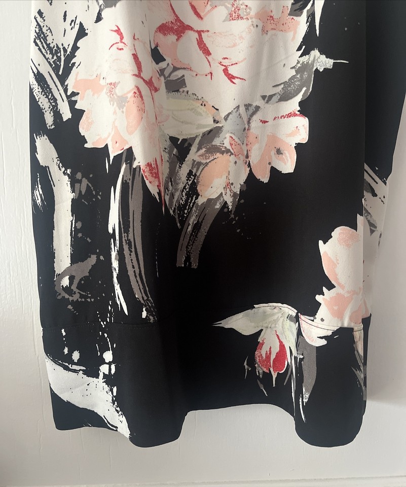 Leith Women's Black & White Floral Racerback Sleeveless Shift Dress ...