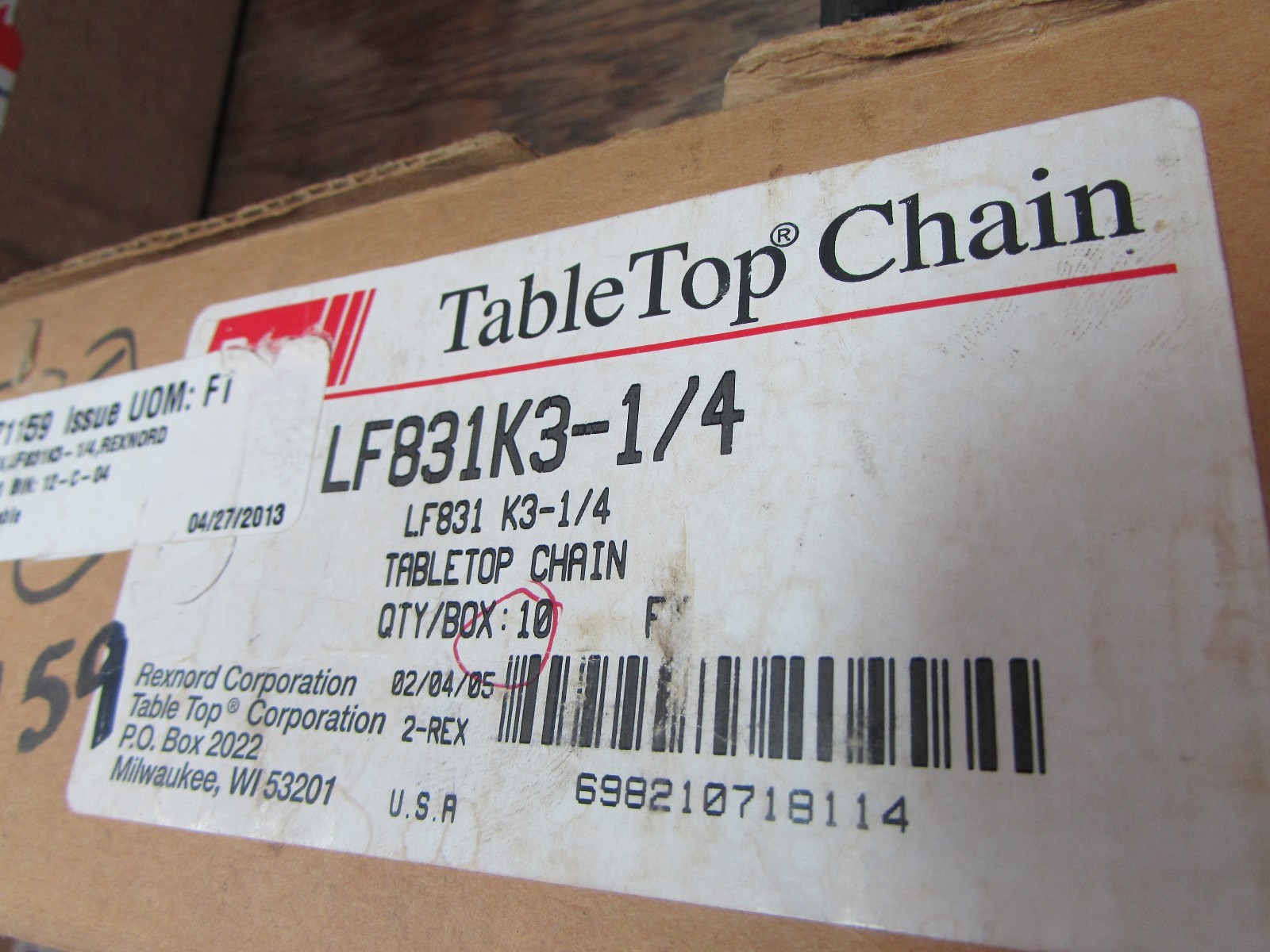 Rexnord Table Top Chain Lf831k3.25 10 Feet for sale online | eBay