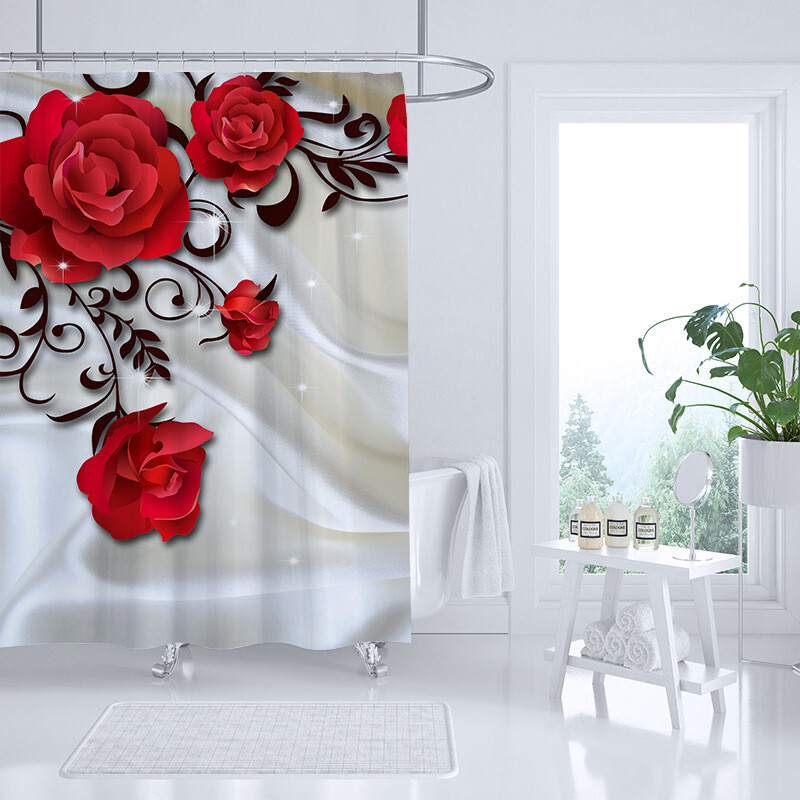 Red Rose Shower Curtain Loop Curtain Seduction 140 X 255 Cm Flower Red