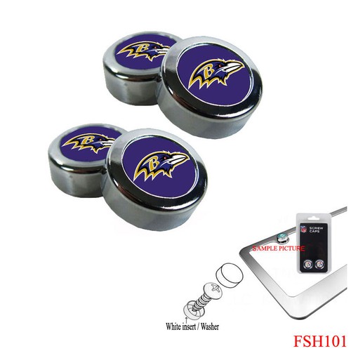 New NFL Baltimore Ravens Chrome License Plate Frame Screw Caps / Bolt ...