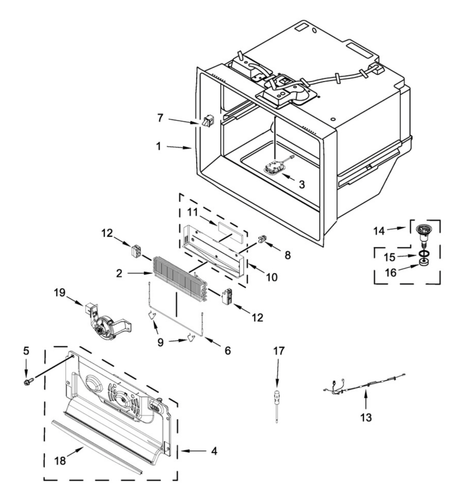 W11394920 Whirlpool Refrigerator Evaporator Cover, see #4 on the ...