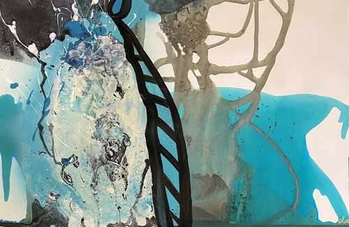 Abstract Mixed Media Ink Painting On Paper 12 X 18” Contemporary | eBay