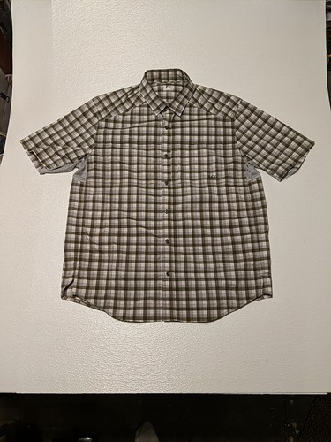 REI Shirt Mens Large Vented Label Brown Button Up plaid Short Sleeve RN ...