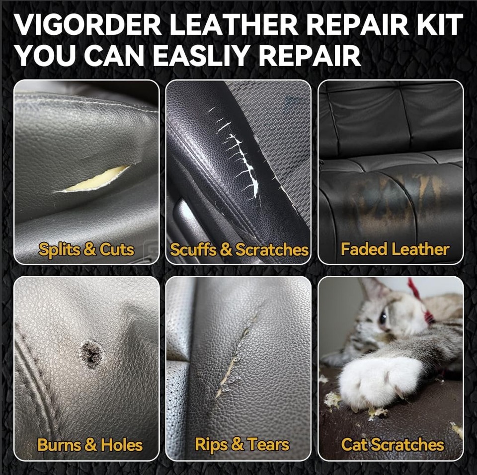 Black Leather Repair Kit for Furniture, Leather Seat Repair Kit for ...