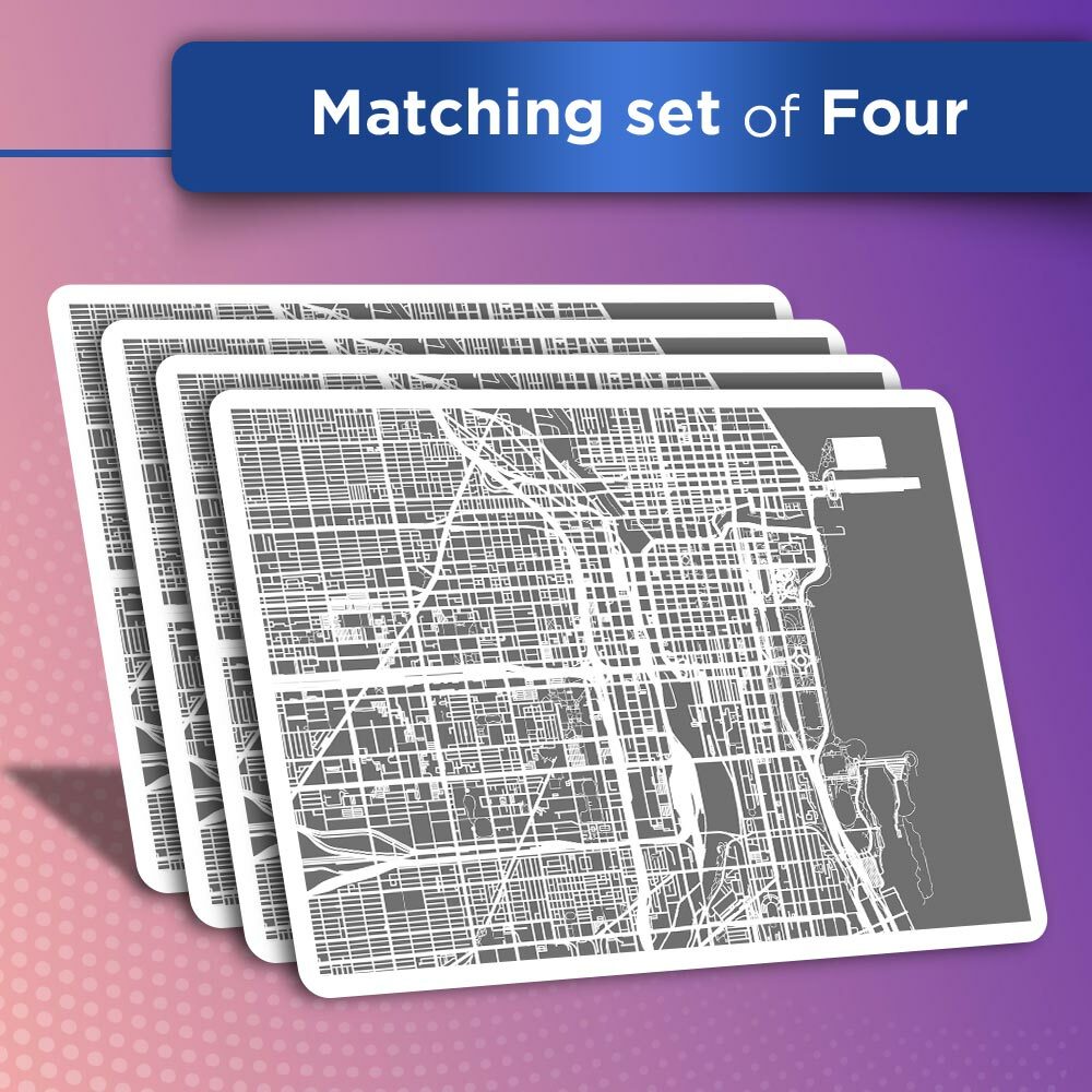 4x Rectangle Stickers - BW - Chicago USA Urban Street Map #38995 | eBay