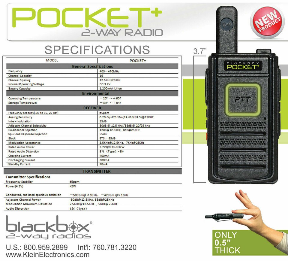 BLACKBOX POCKET PLUS + 16 Channel UHF Two Way Portable Radio Updated ...