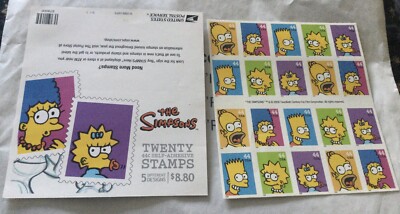 2009 1-Full Sheet (20/44cent) Unused SIMPSONS Postage Stamps USPS Marge ...