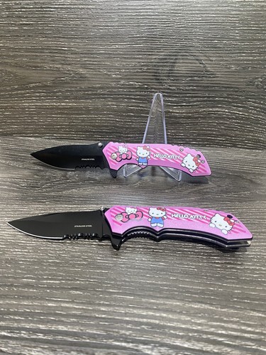 8" PINK Hello Kitty SPRING ASSISTED FOLDING POCKET KNIFE Blade Assist ...