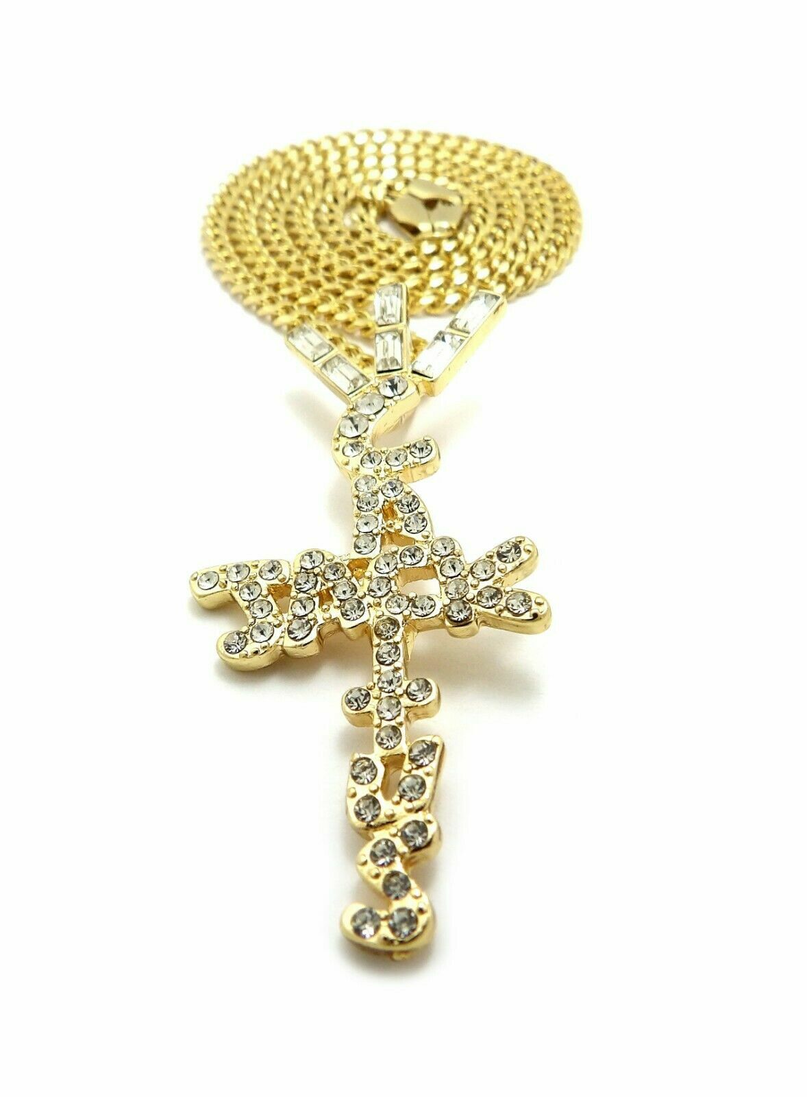 Hip Hop Travis Scott Cactus Jack Cross Pendant 24" Cuban Box Rope Chain ...