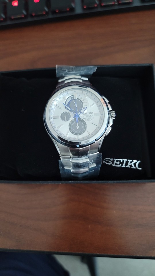 Seiko SSC787 Coutura Perpetual Solar Men's Panda Chronograph Watch | eBay