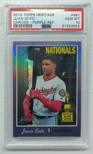 2019 Topps Heritage Chrome Juan Soto Purple Refractor Rookie Cup #481 ...