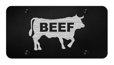 Engraved Eat Beef Car Tag Diamond Etched Cattle Farmer Aluminum License ...