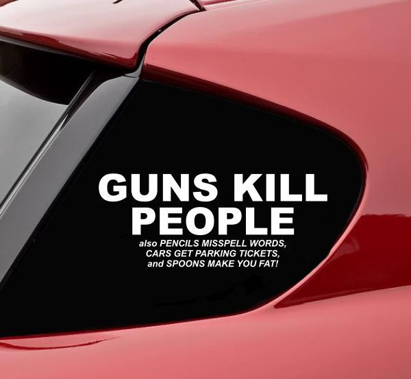 Guns kill people also pencils misspell vinyl decal sticker bumper funny ...