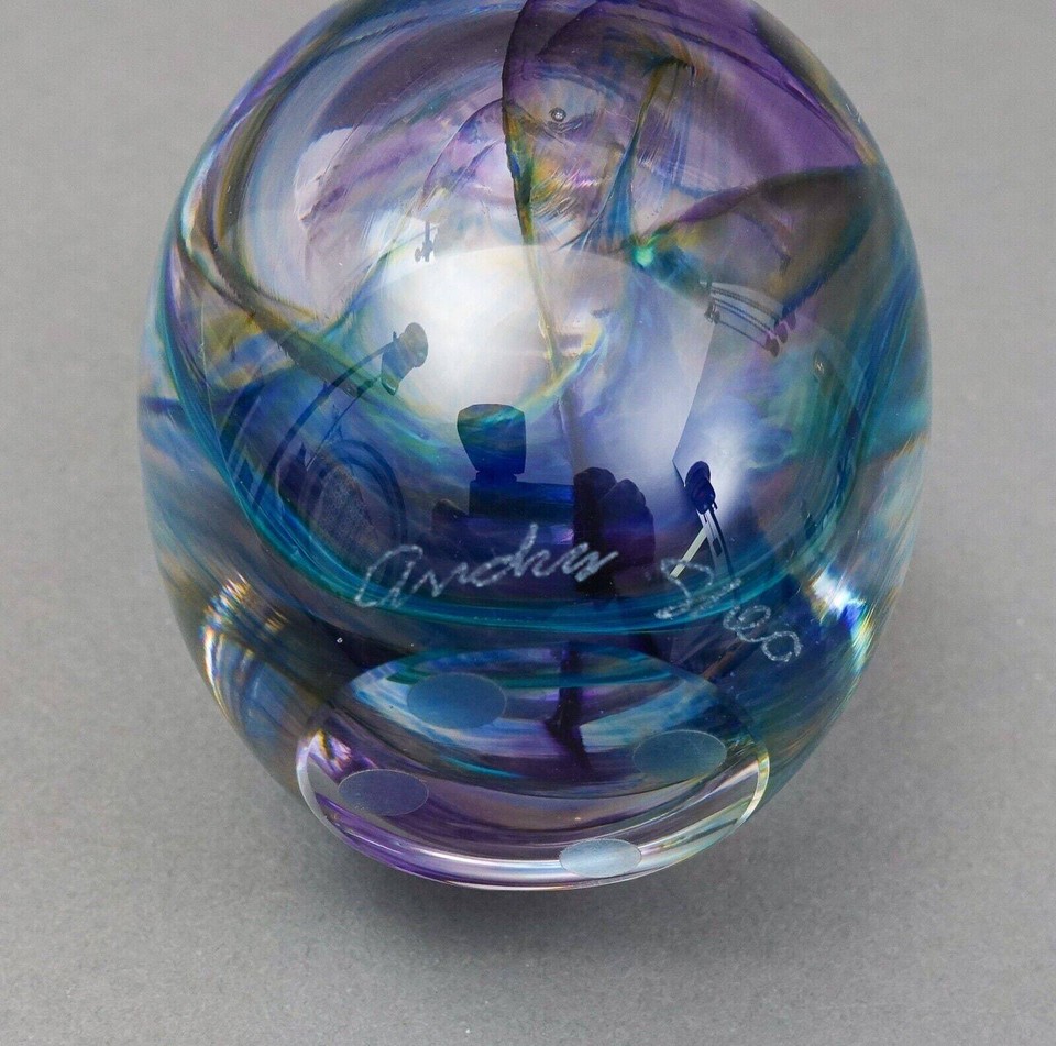 Andrew Shea Signed Hand Blown Art Glass Swirl Perfume Bottle With ...