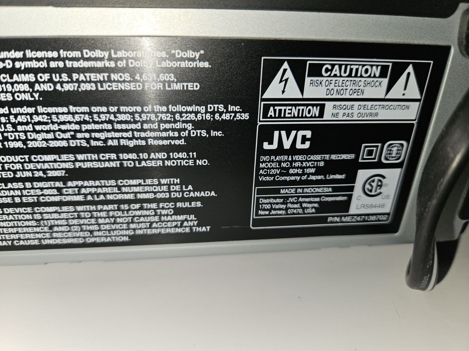 JVC HR-XVC11B DVD/VCR VHS Recorder/Player Combo NO Remote - Tested ...
