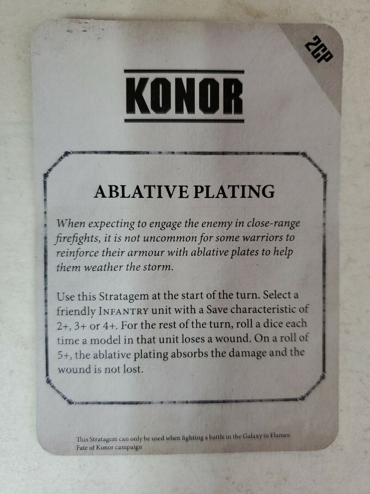 Warhammer 40k Fate of Konor Stratagem Card Ablative Plating 10e1 | eBay