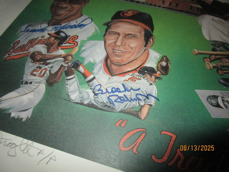 Cal Ripken Frank & Brooks Robinson Jim Palmer Signed Baseball Poster ...