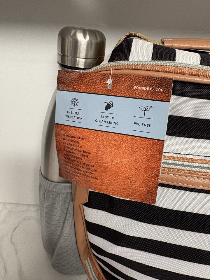 The Foundry Insulated Lunch Bag Black White Striped + Sandwich ...