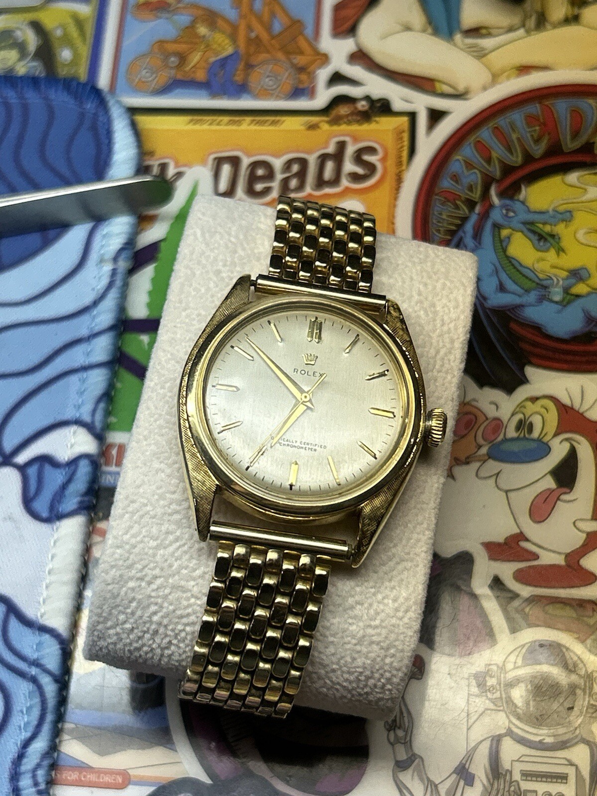 Rolex 4365 Solid Gold 18k 1940s Men’s Watch & GEMEX beads Of Rice Band ...