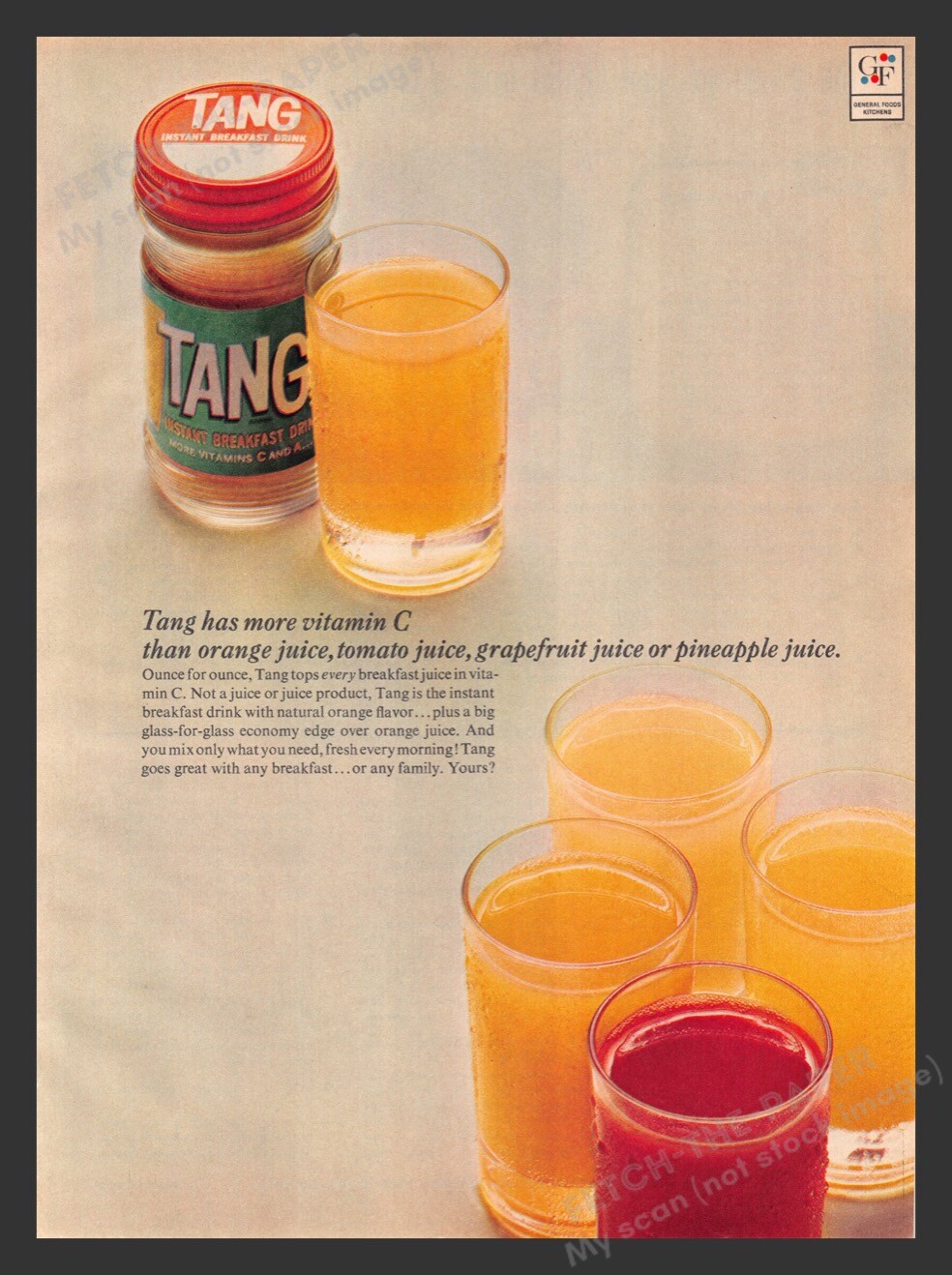 1960s Tang More Vitamin C than Tomato Grapefruit Pineapple Juice Print ...