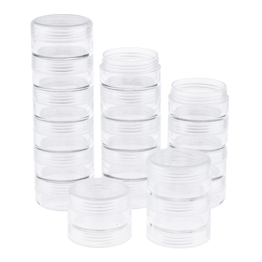 3 Sets 18 Empty STACKABLE INTERLOCKING Clear Storage Containers Round ...