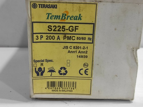 Terasaki S225-GF TemBreak Circuit Breaker 3P 200A PMC 50/60Hz / S225GF ...