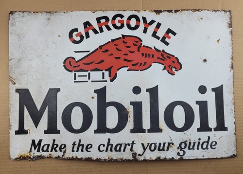 Vintage Mobiloil Gargoyle Double Sided 24 x 18 Porcelain Gas Station ...
