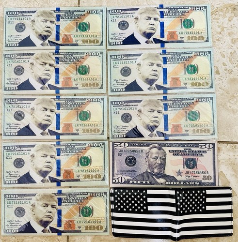 Lot of 10 Wallets Donald Trump MAGA $100 Bill/$50 Bill & Flag- Original ...
