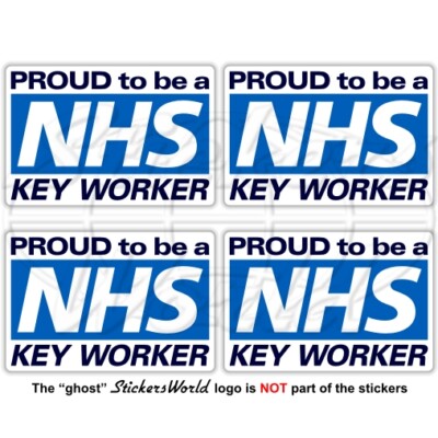 NHS PROUD KEY WORKER Vinyl Bumper Stickers 76mm Virus Support Decals x4 ...