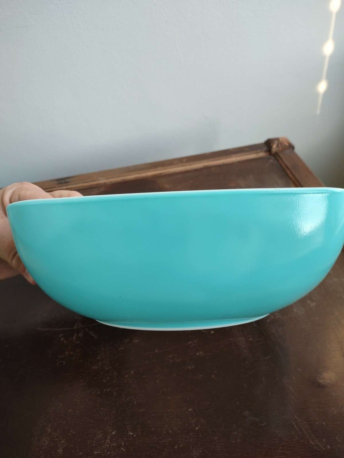 Pyrex Turquoise Blue Glass 2 1/2 qt Chip & Dip Square Bowl 025 USA | eBay
