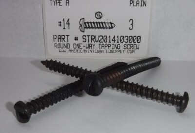 #14x3 Round Head One-Way Drive Tapping Screws Steel Plain (20) | eBay