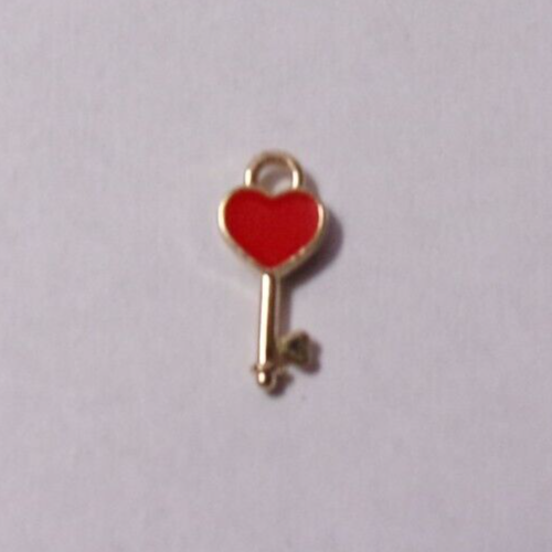 Red Enamel & Gold Tone Heart Skeleton Key Charm Hang Tag | eBay