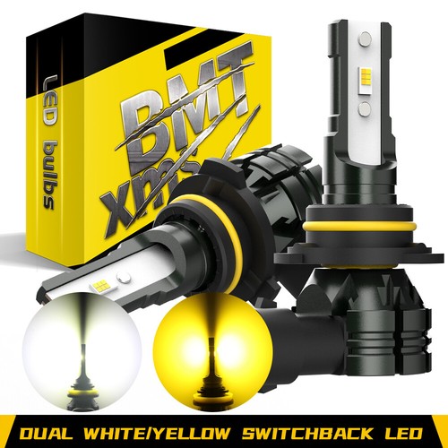 2x LED Fog Light Bulbs DRL 9006 HB4 Switchback Dual Color Amber White ...