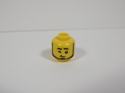 LEGO Yellow Male Boy Dual Sided Head w/ Dark Brown Facial Hair Minifig ...