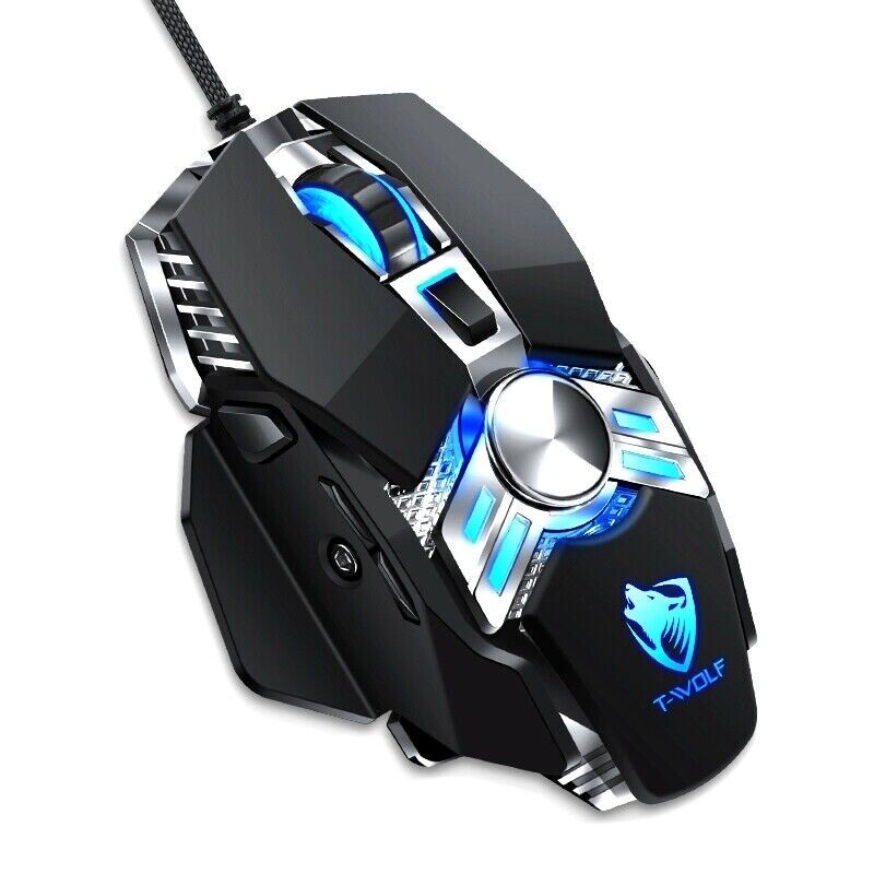 WOLF V10 Wired Mouse Custom Macro Programming 4 Color Gaming Mouse Work ...