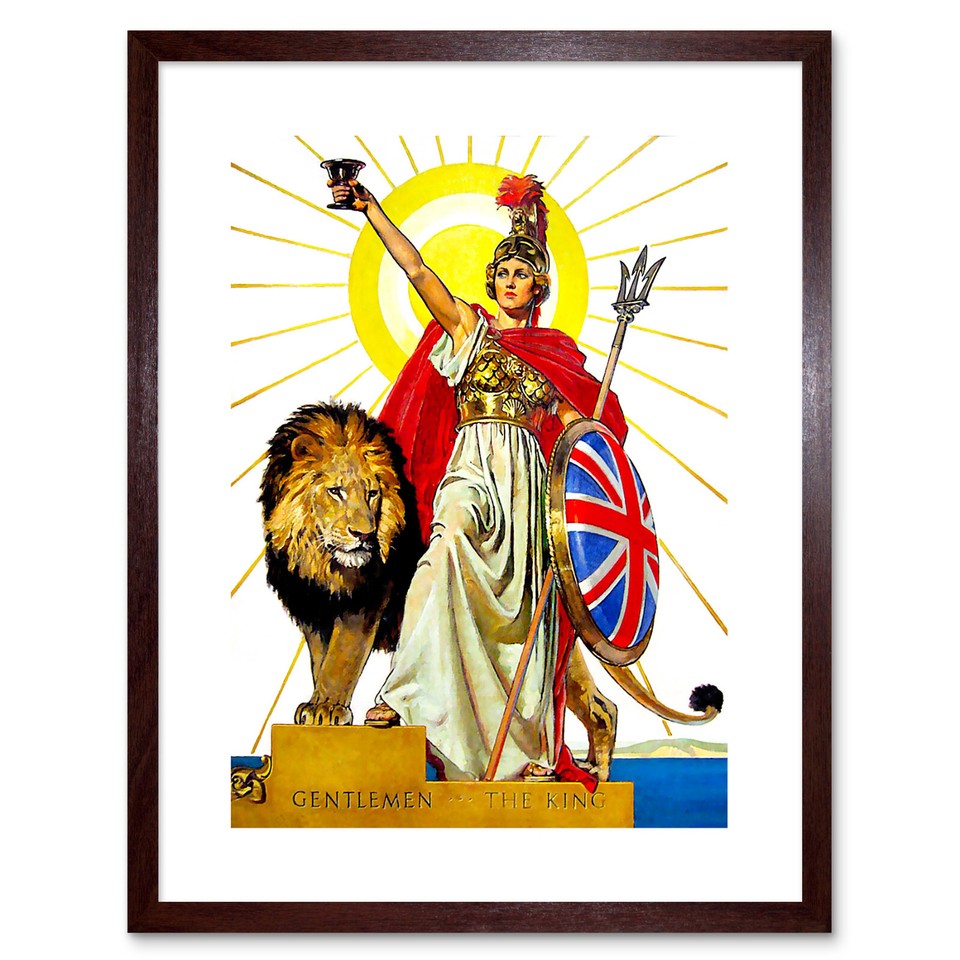 ILLUSTRATION BRITISH LION BRITANNIA NEW BLACK FRAMED ART PRINT ...