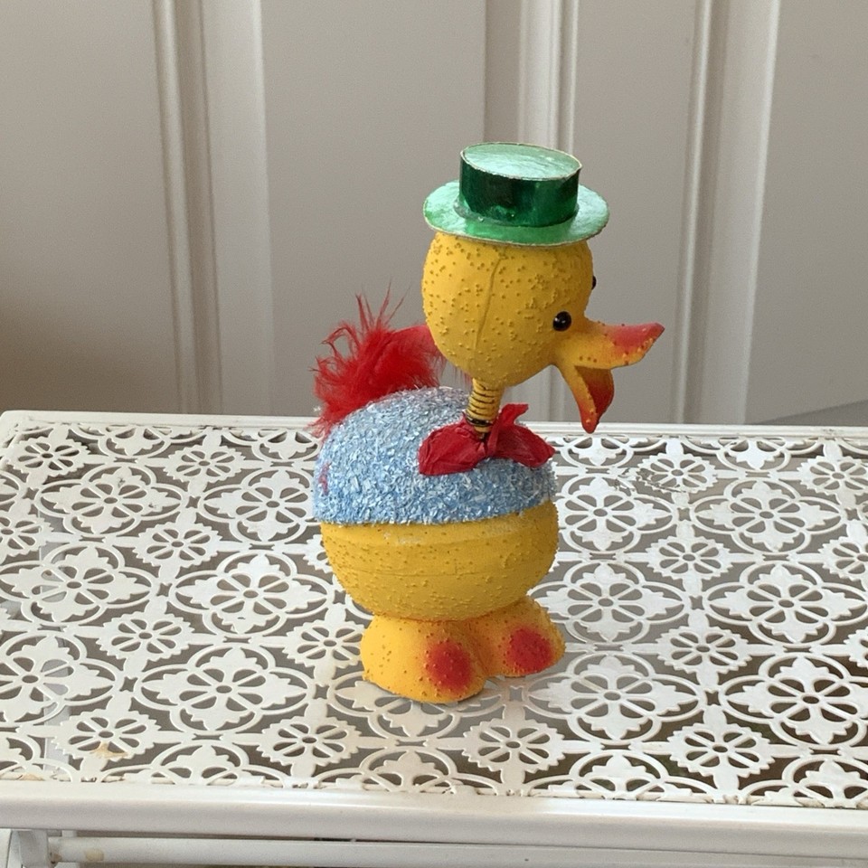 Vintage Germany Paper Mache Bobble Head Duck Chick Candy Holders Spring ...