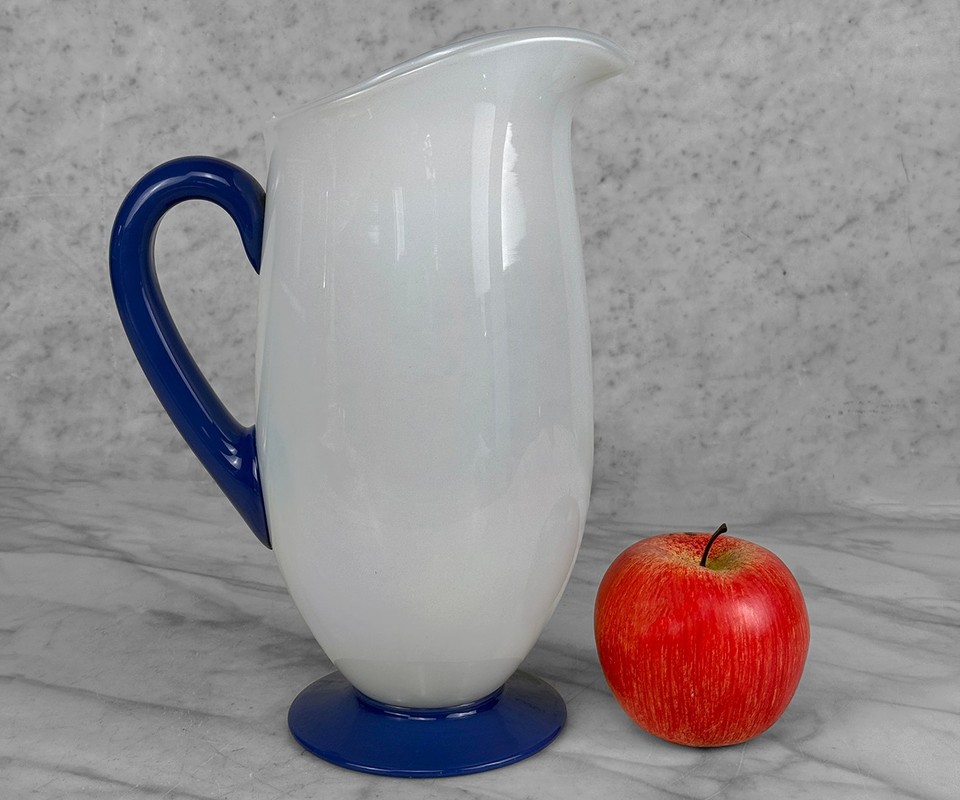 Antique Fry Foval Opalescent Delft Blue Glass Lemonade Pitcher | eBay