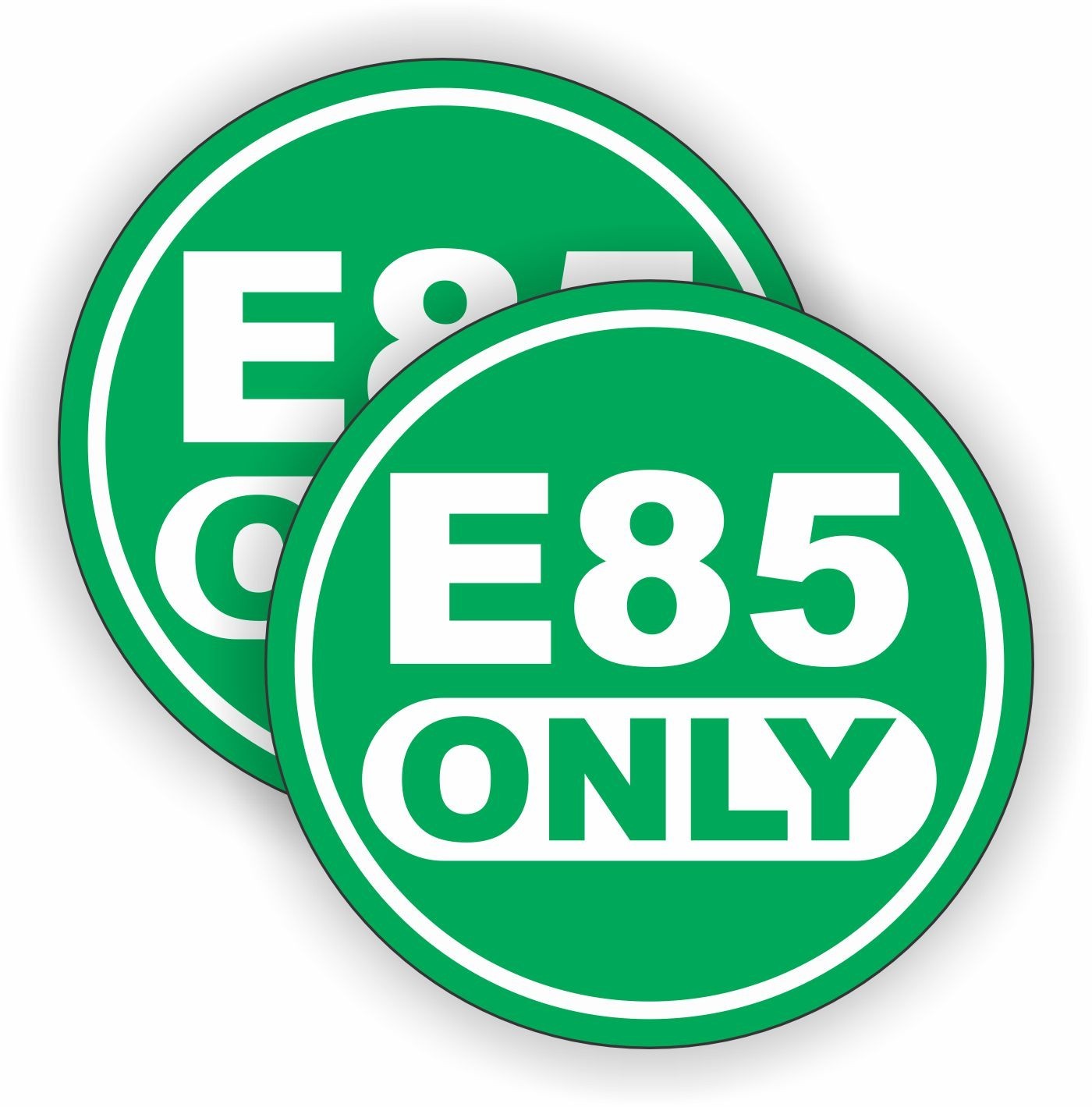 pair 2-inch Round E85 ETHANOL ONLY Vinyl Stickers Decals Gasoline Gas E ...