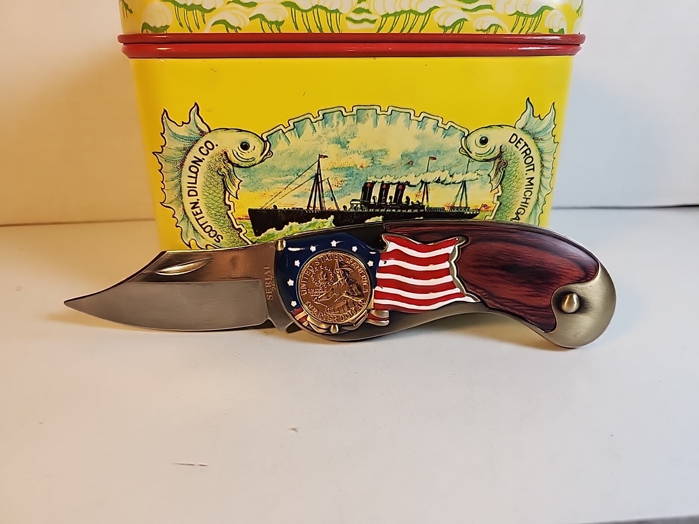 Liberty American Flag Coin Pocket Knife with Gold Colored Bicentennial ...