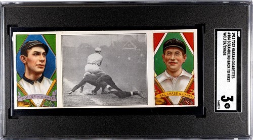 HAL CHASE/HARRY WOLTER 1912 T202 Hassan Triple Folders SGC 3 NEW YORK ...