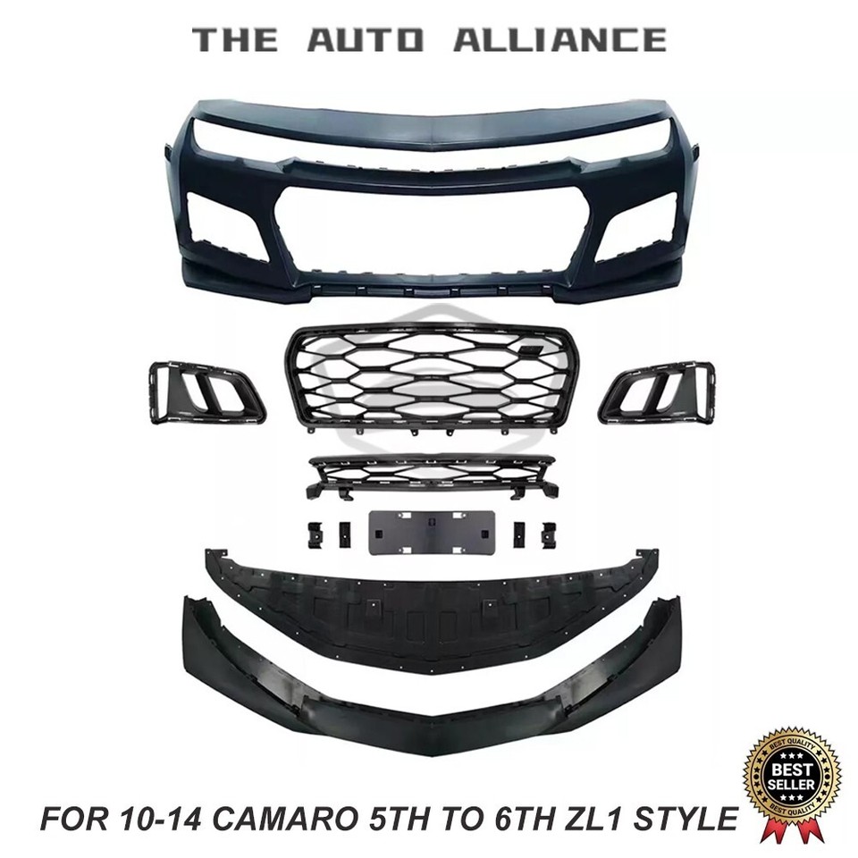 Fit 2010-2014 & 2015 Chevy Camaro 5TH to 6th Gen ZL1 Style Front Bumper ...