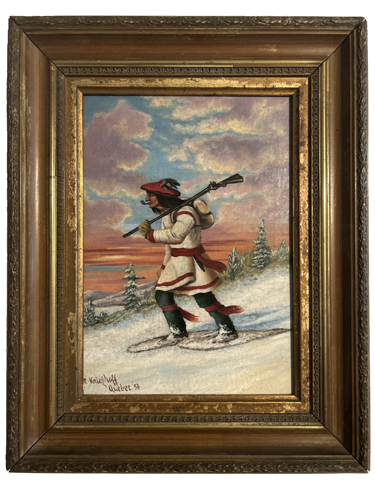 Cornelius Krieghoff ‘The Trapper’ Oil Painting 19th C. Canadian Canada ...