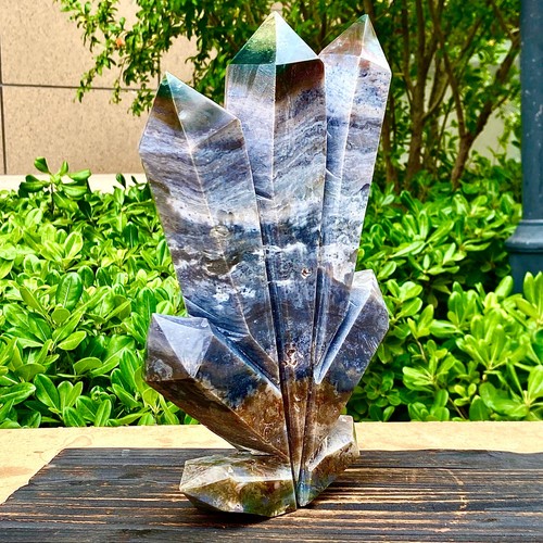8.54LB Natural Water Grass Agate Column Quartz Multi pointed Column | eBay