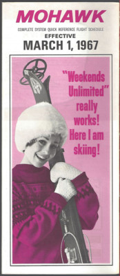 Mohawk Airlines system timetable 3/1/67 [8101] Buy 4+ save 25% | eBay