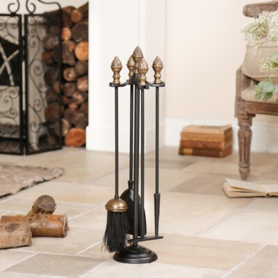 5 Piece Brass Acorn Fire Companion Set Fireplace Home Accessories ...